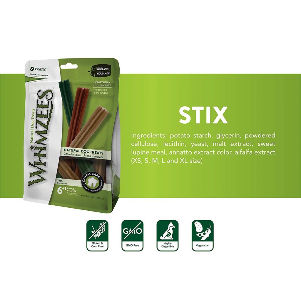Whimzees Stix Large 1, 6 pcs (Brown/Green/Orange)